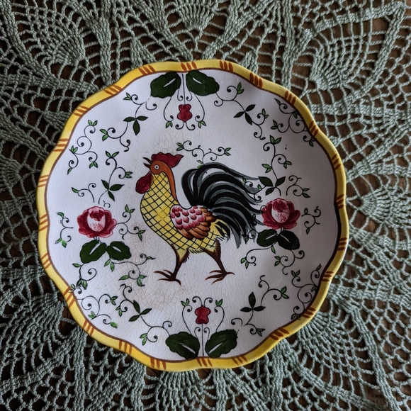 Kitchen | Vintage Provincial Ceramic Rooster And Roses Pedestal Dish ...